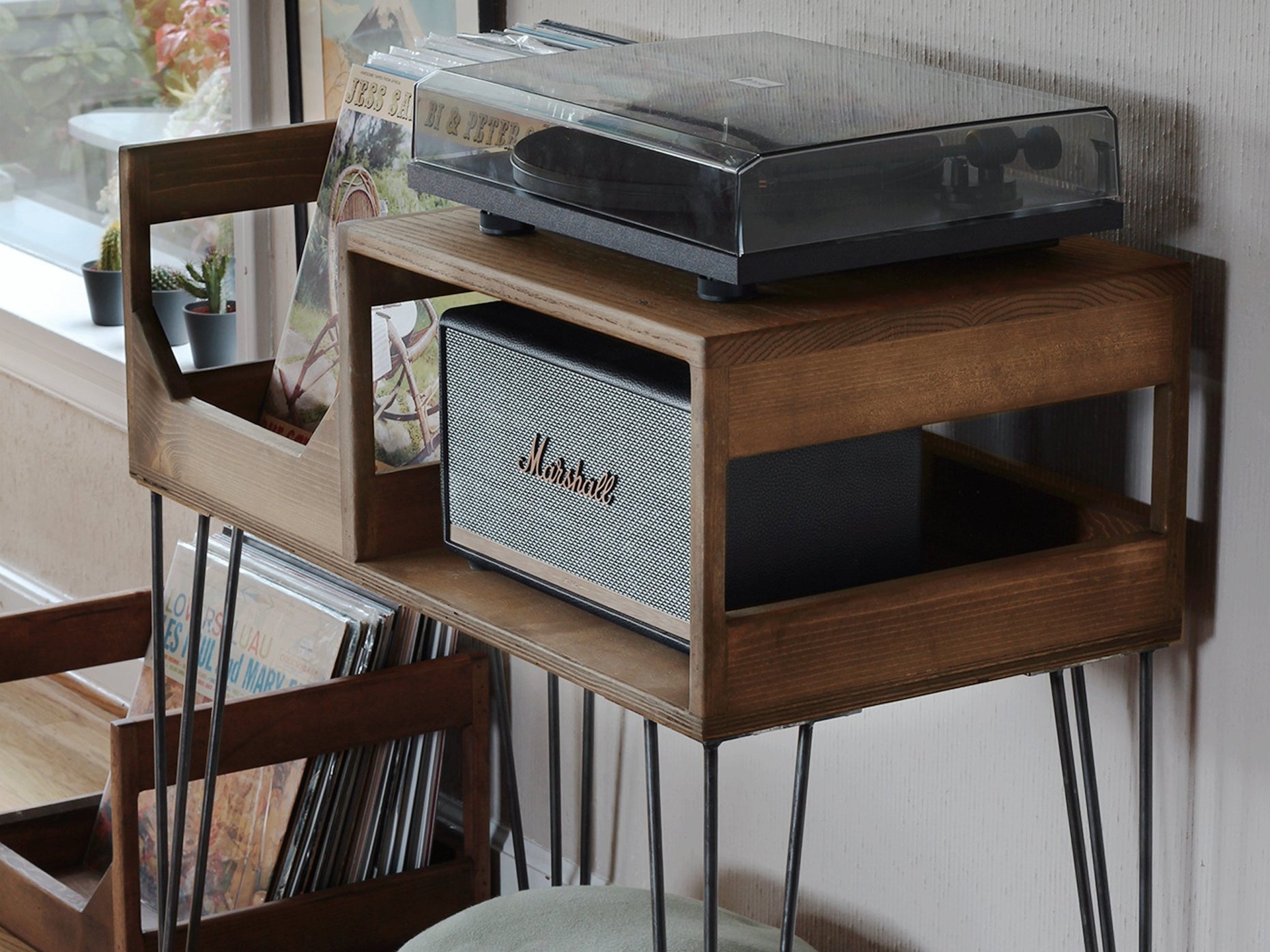 The Tallboy Turntable Station: Record Player Stand With Vinyl Record S ...