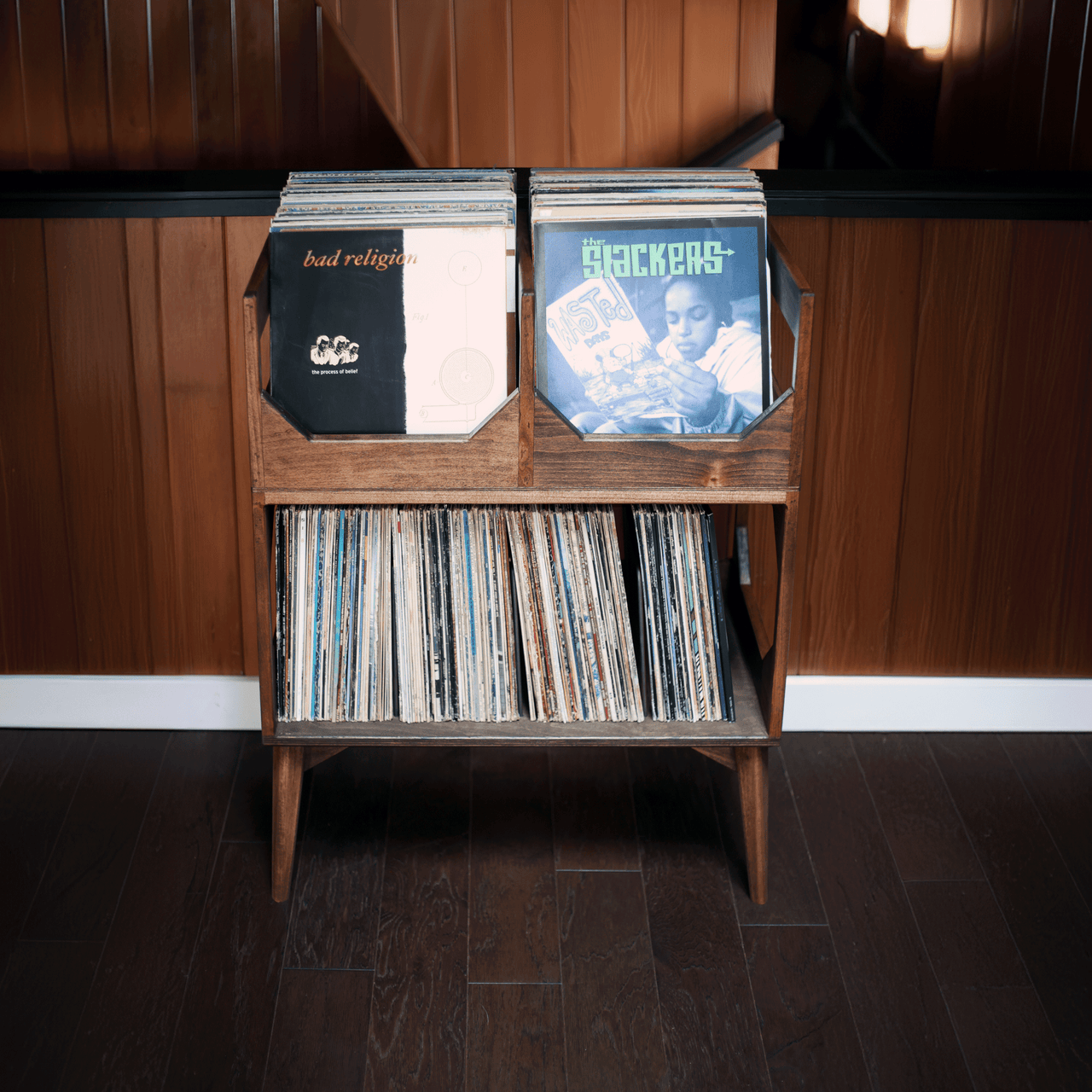 The Deluxe Vinyl Record Storage Cabinet – Premium Solid Wood Flip-Bin ...